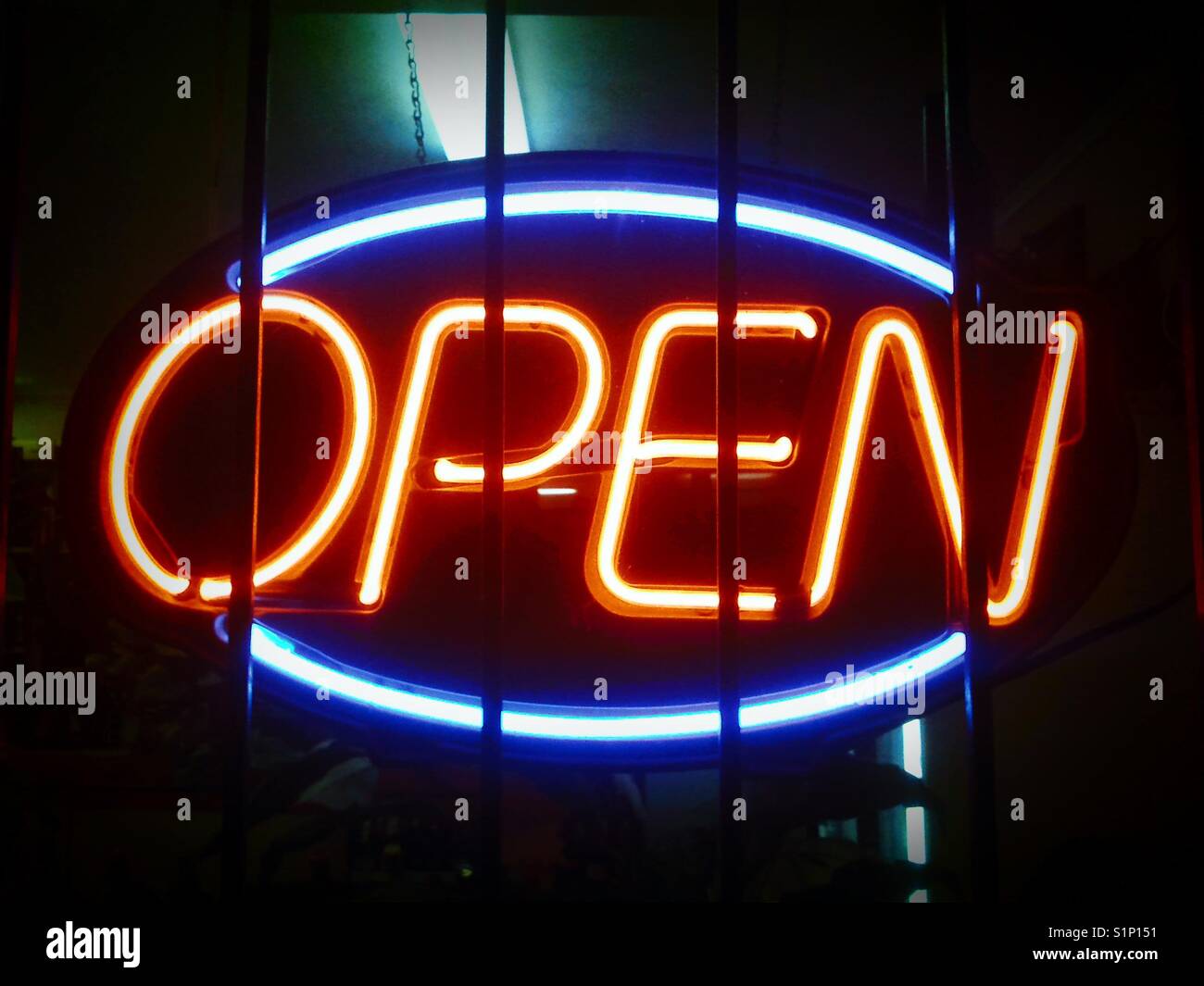 Open neon sign Stock Photo - Alamy