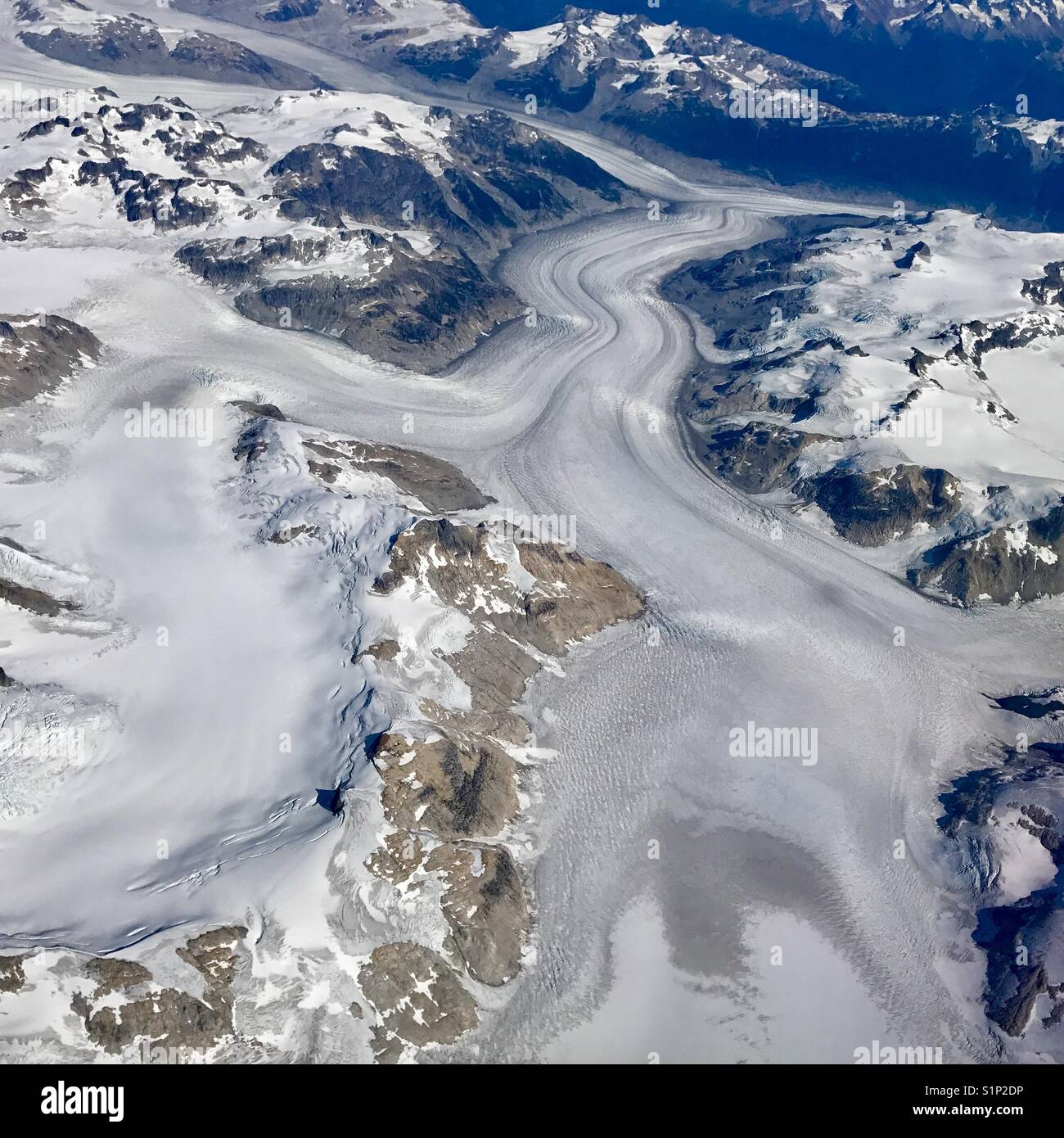 Ice and mountains, Coast Range, British Columbia, Canada, aerial Stock ...