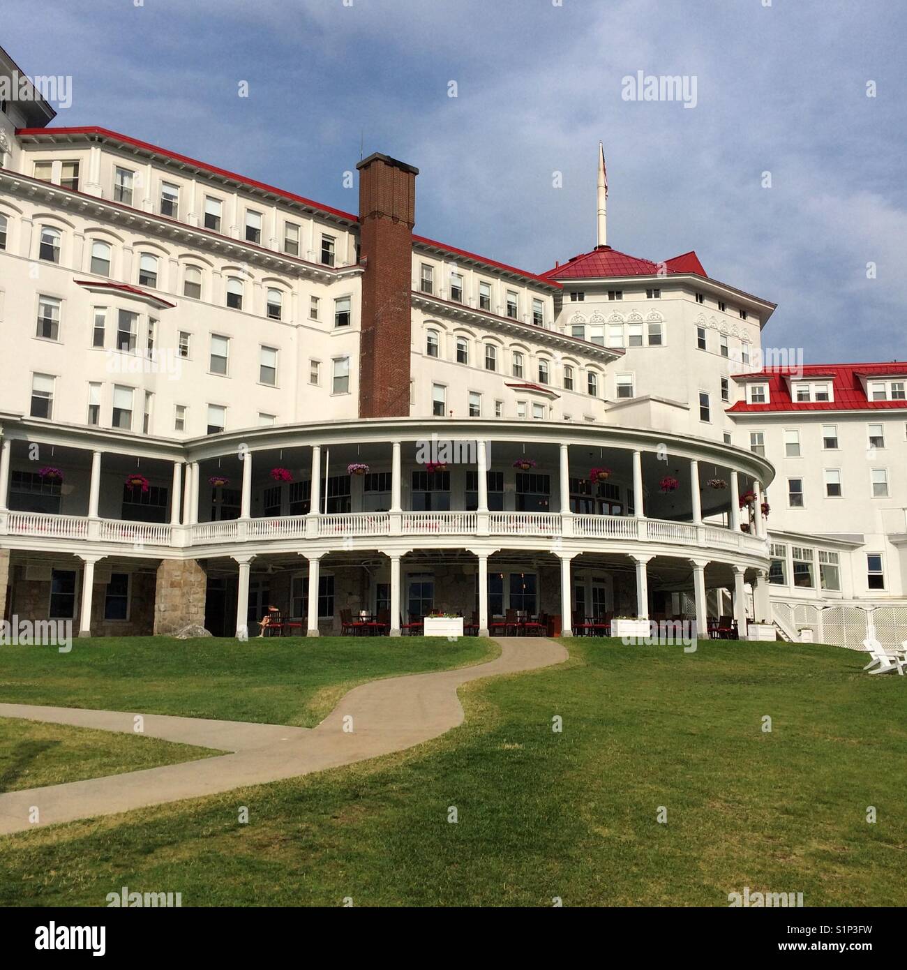 A view of the veranda at the Omni Mount Washington Resort, Bretton ...