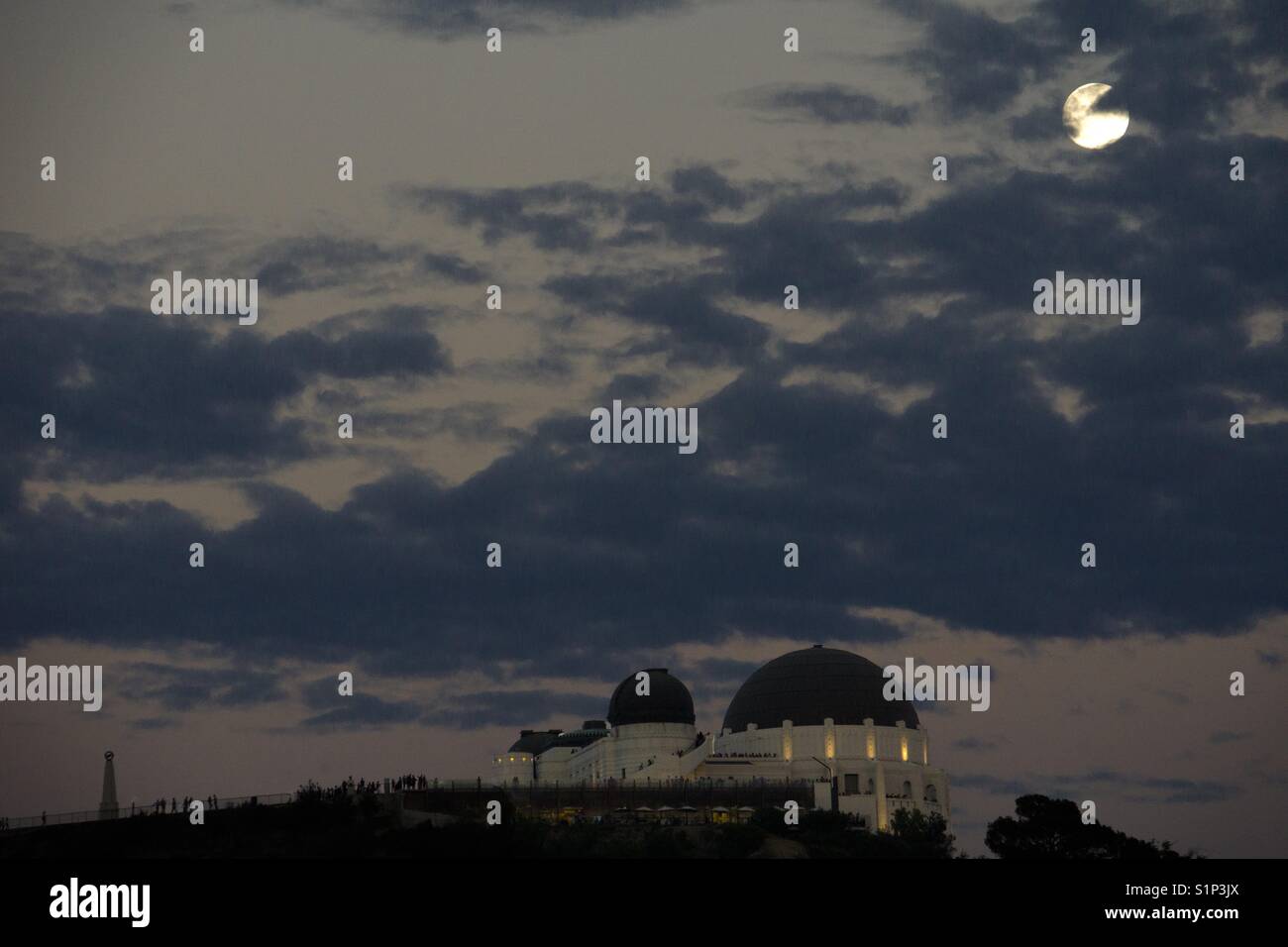 Griffith observatory under a super moon Stock Photo - Alamy