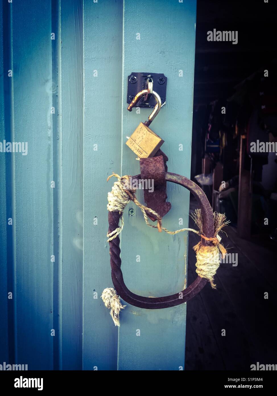 Improvised rusty lock Stock Photo - Alamy
