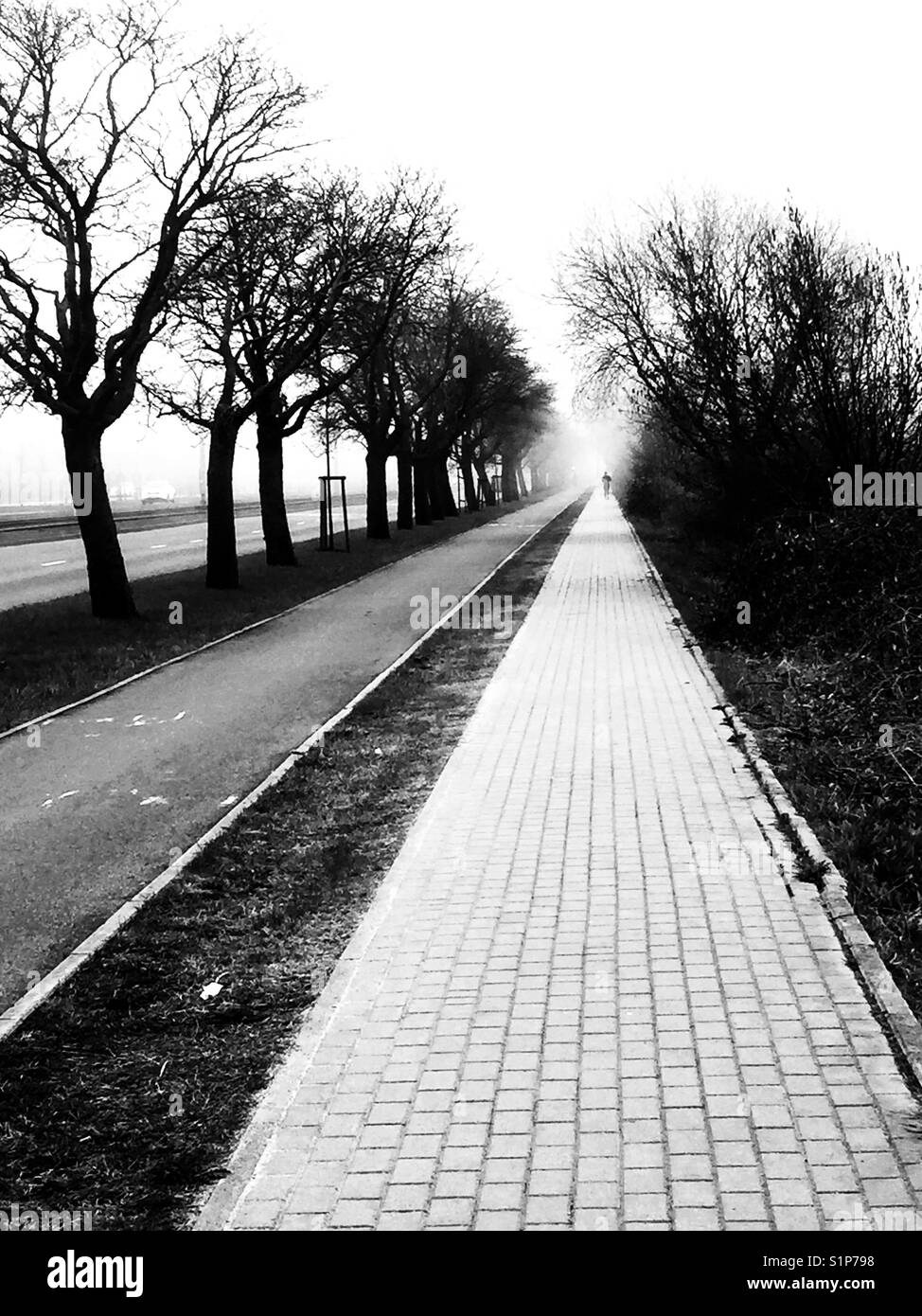 Walking down a pathway Black and White Stock Photos & Images - Alamy