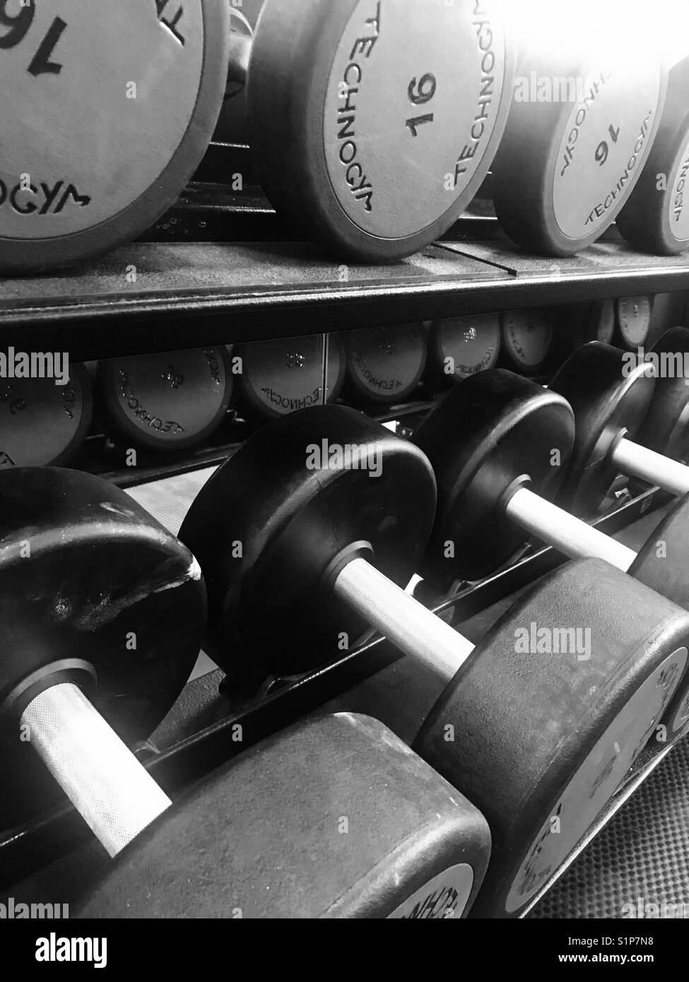 Gym free weights Stock Photo - Alamy