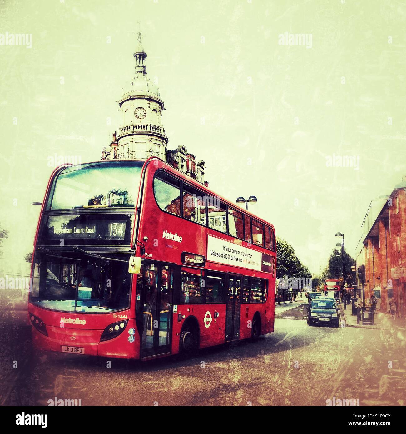 Metroline bus going to Tottenham Court Road, with Boston Arms pub in ...