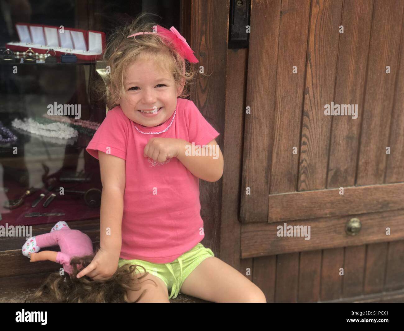 Cute 2 year old girl smiling portrait Stock Photo - Alamy