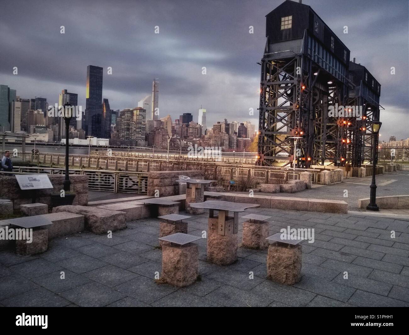 Old ferry terminal at the Gantry Plaza State Park in Long Island City ...