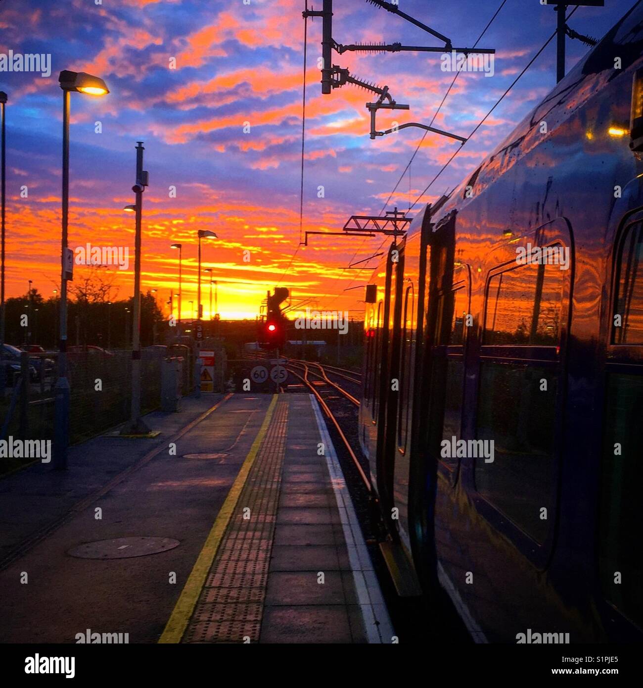 Sunrise on the railway Stock Photo - Alamy