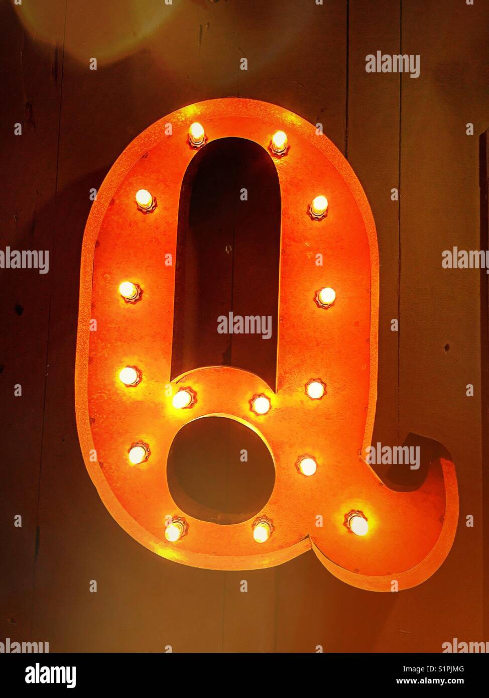 Letter Q lighted wall display, United States Stock Photo - Alamy