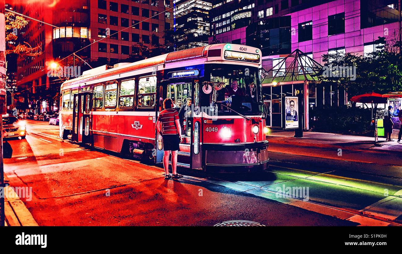 Toronto tram at night, Ontario, Canada Stock Photo - Alamy