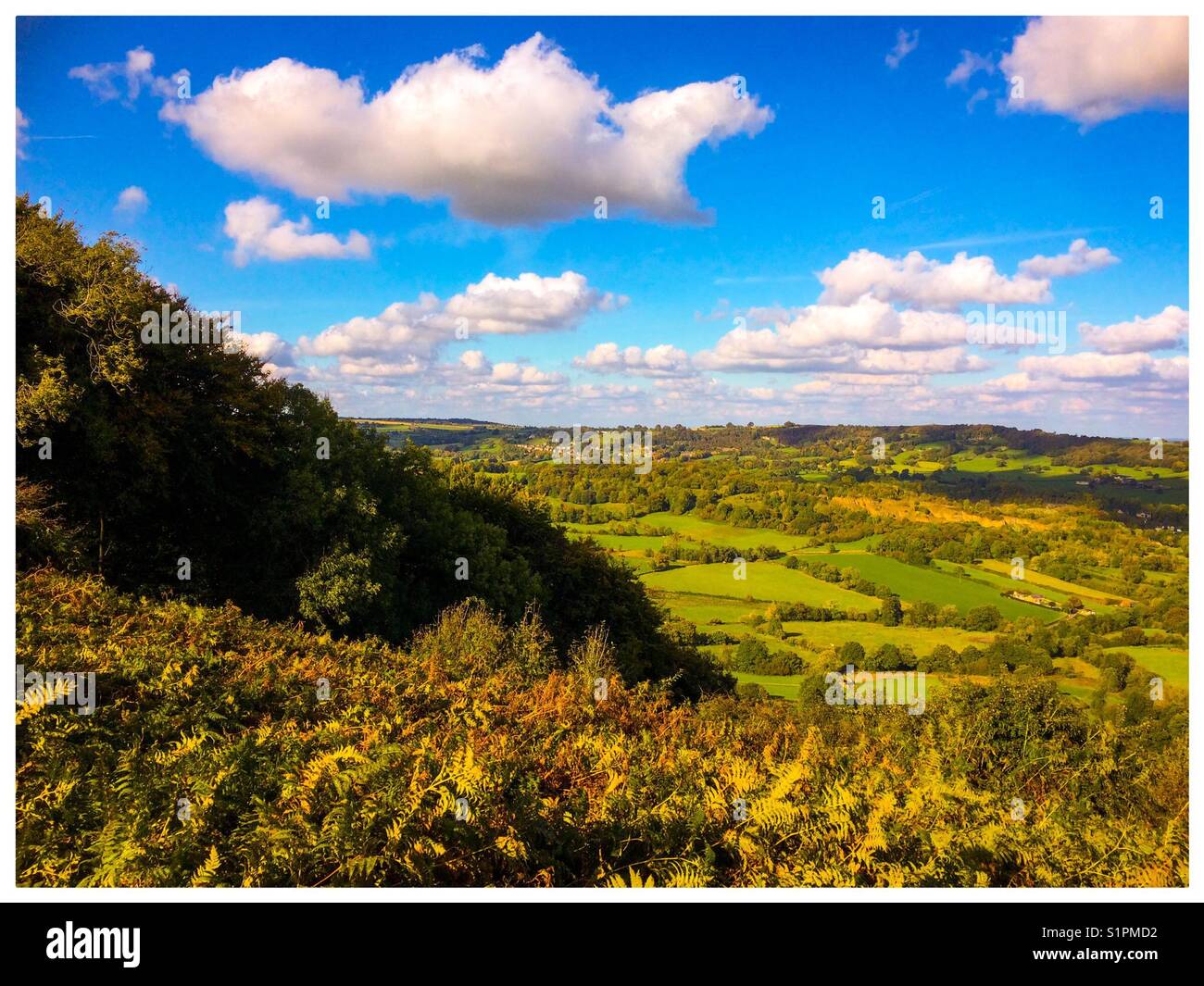 Summer landscape near Ashover in the Derbyshire Peak District England ...