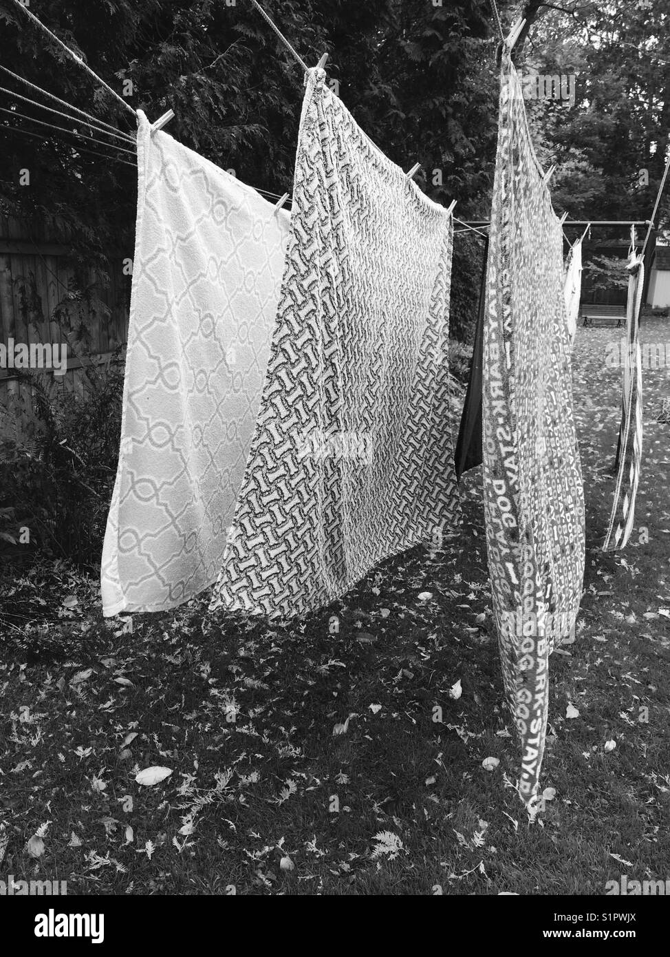 Clothesline Black and White Stock Photos & Images - Alamy