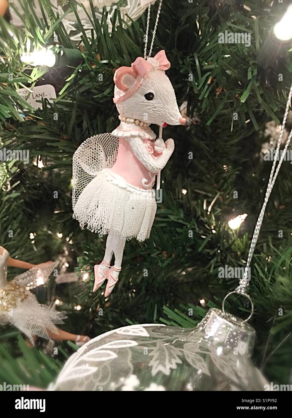 Christmas ornament of cute lady mouse wearing a tutu, NYC,USA Stock ...