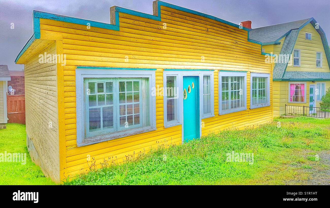 Yellow timber houses, Canada Stock Photo - Alamy