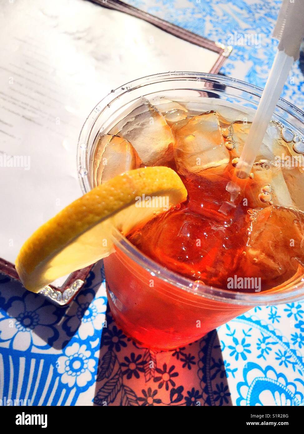 Iced tea outdoor café table, USA Stock Photo - Alamy