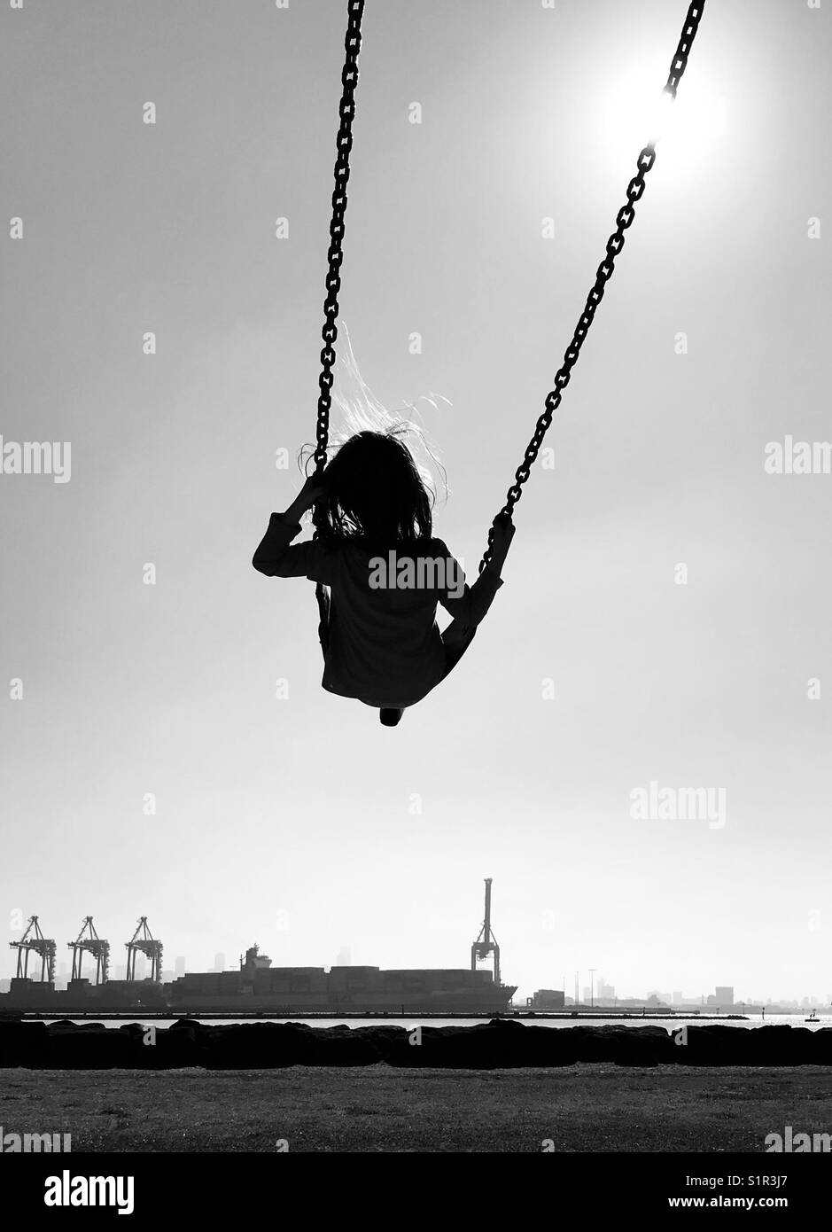 Happy girl child on Black and White Stock Photos & Images - Alamy