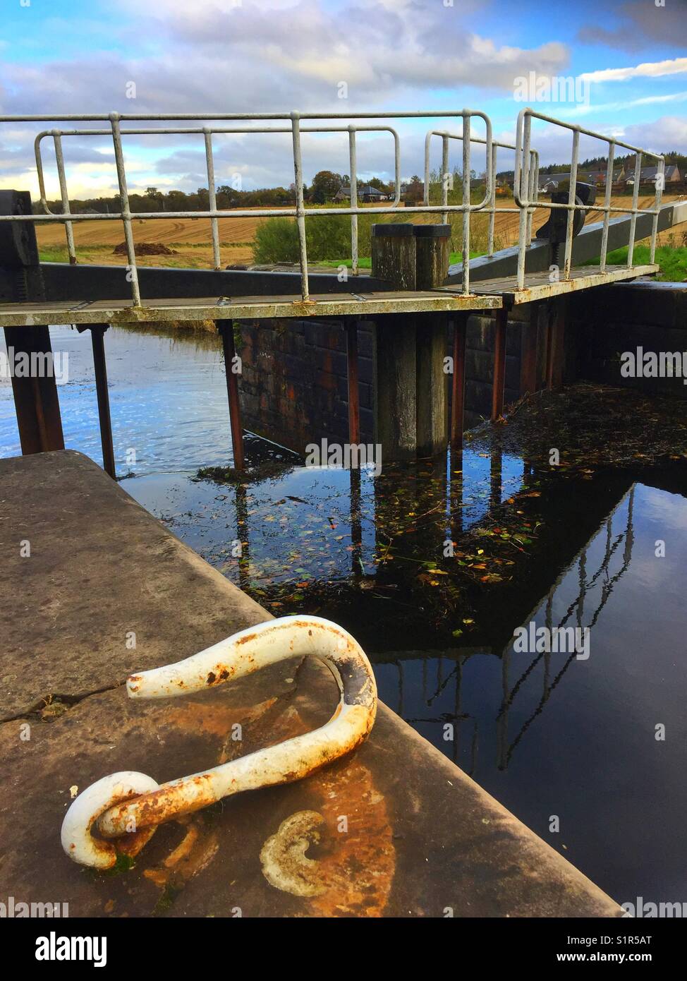 Autumn colours at a Canal Lock - Forth and Clyde Canal, Scotland Stock ...