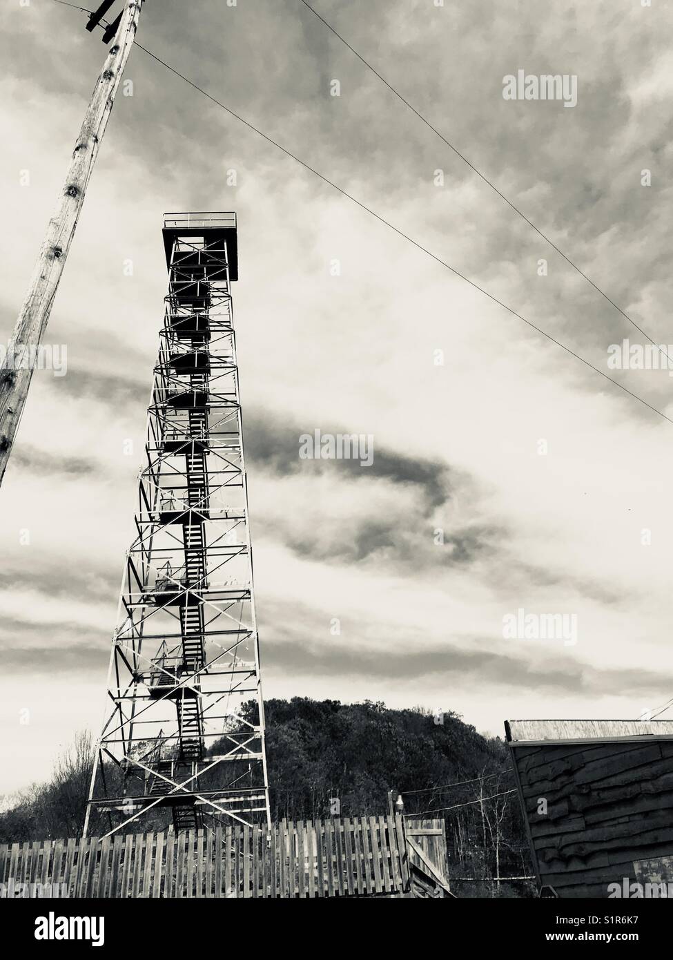 Old time fire tower in the mountains of West Virginia. Go to the tope ...