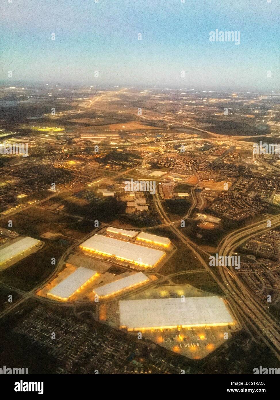 Aerial view of Dallas, Texas as the sun sets Stock Photo - Alamy