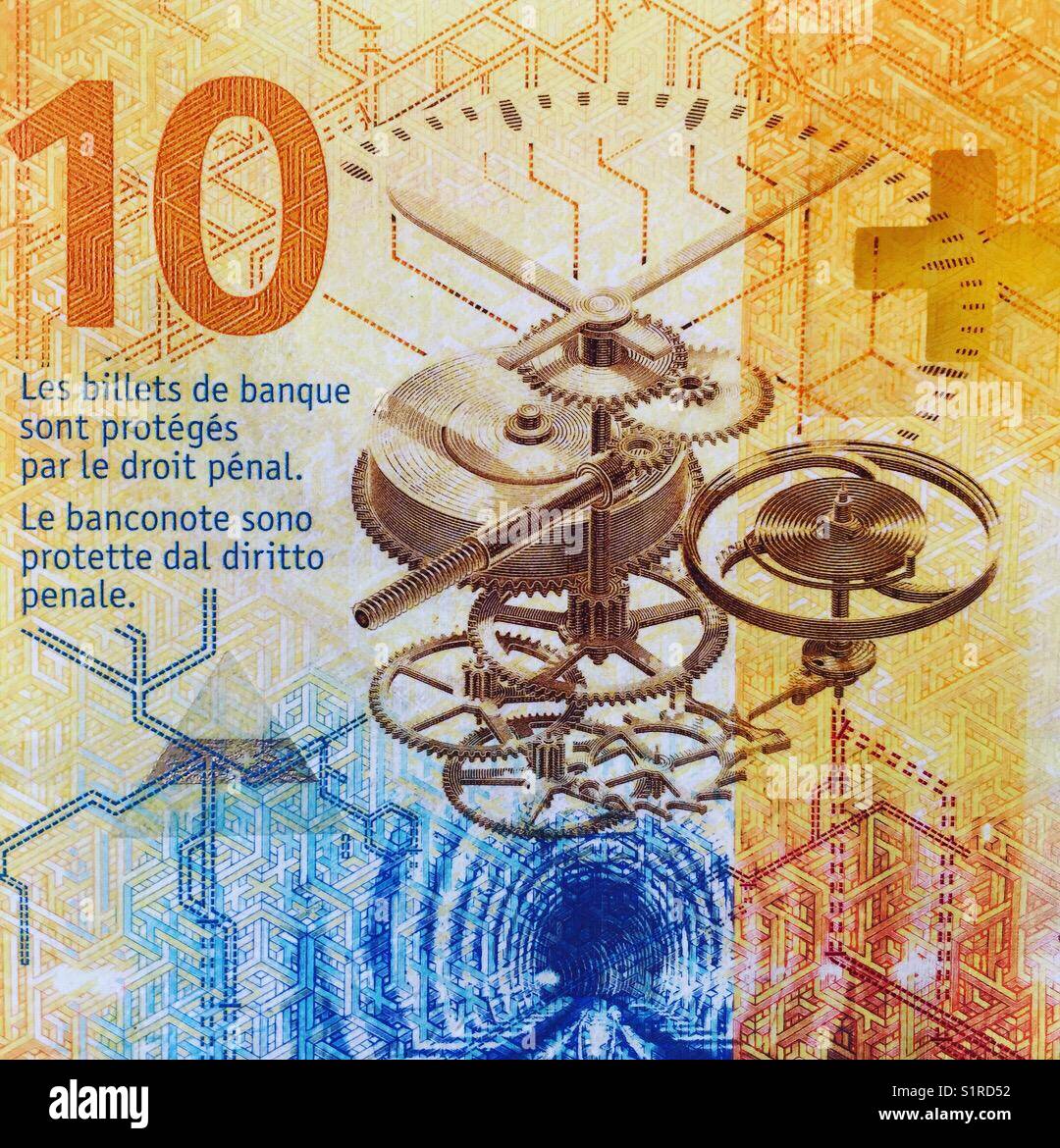 Detail from a 10 Swiss franc note Stock Photo - Alamy