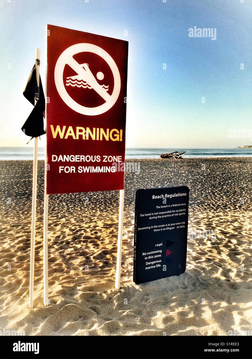 Beach warning signs hi-res stock photography and images - Alamy