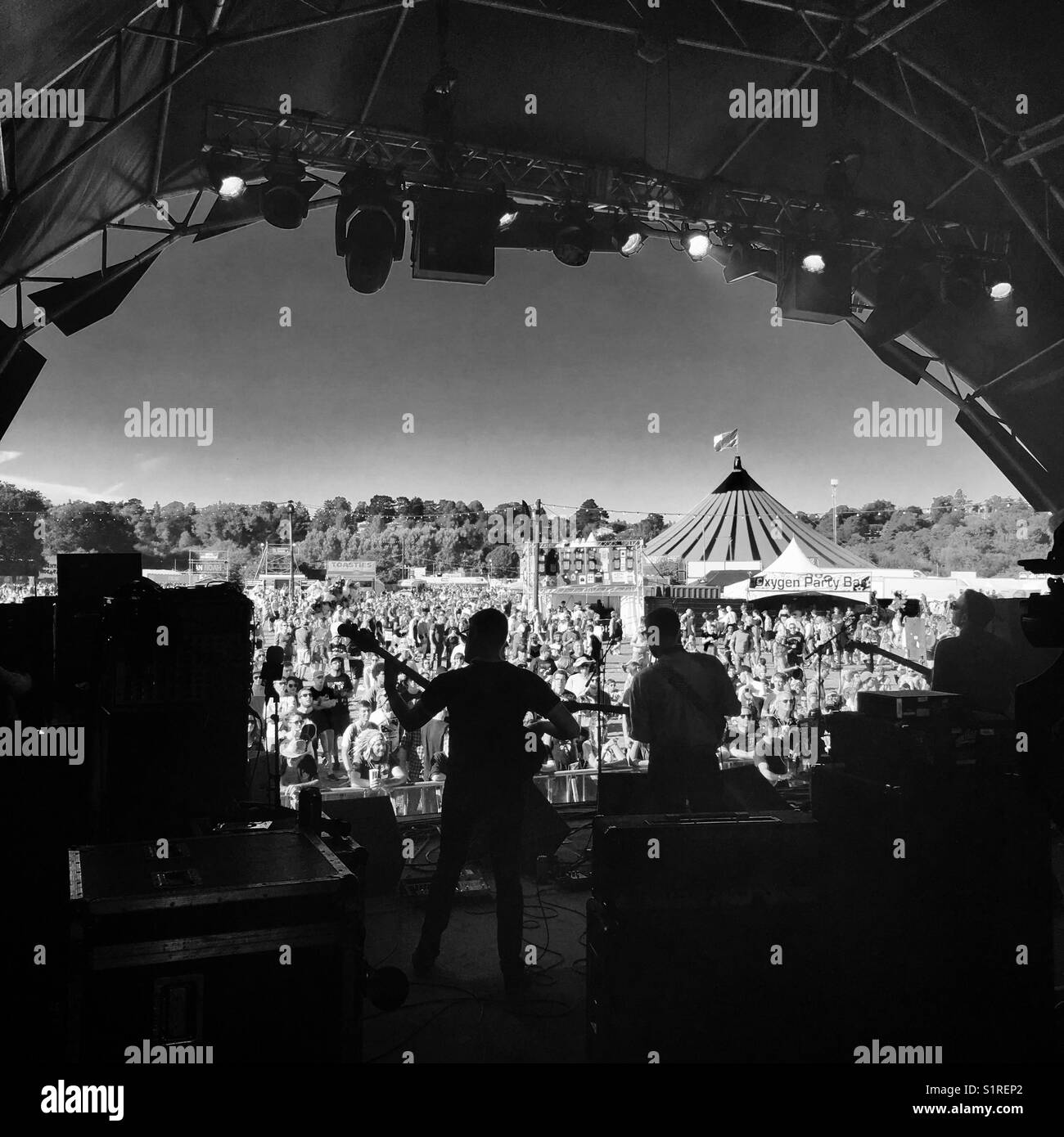 Reading festival crowd Black and White Stock Photos & Images - Alamy