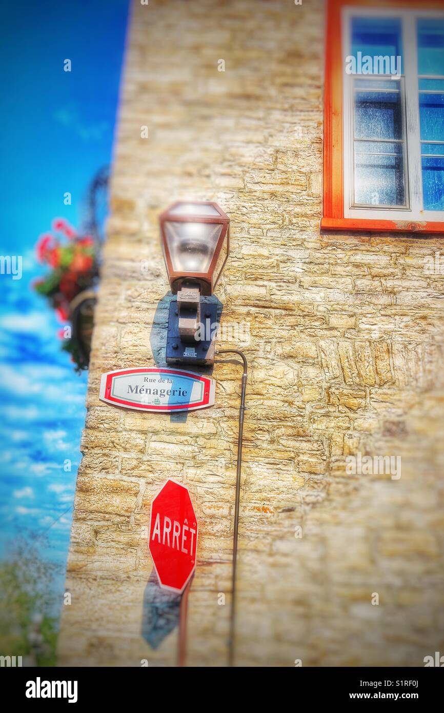 French signs, Quebec City, Quebec, Canada Stock Photo - Alamy