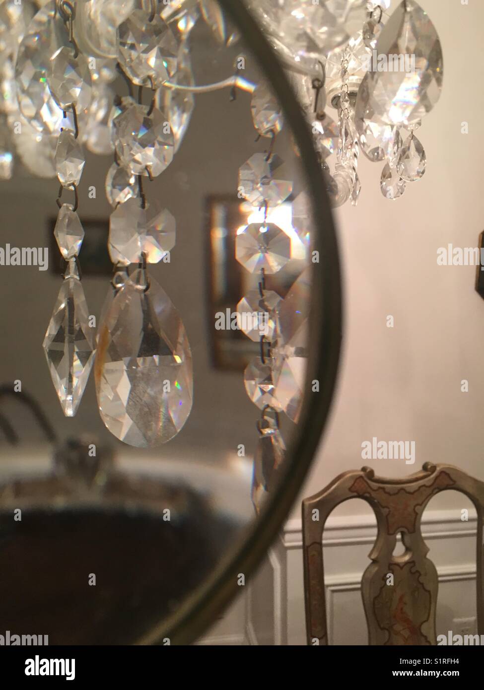 Crystal Magnified Through Lens in Dining Room At Grandmas House Stock ...