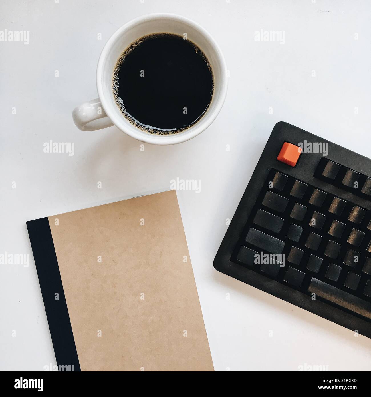 Coffee, Keyboard, Notebook Stock Photo - Alamy