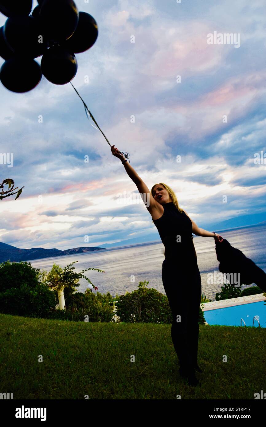 Fly with balloons Stock Photo - Alamy