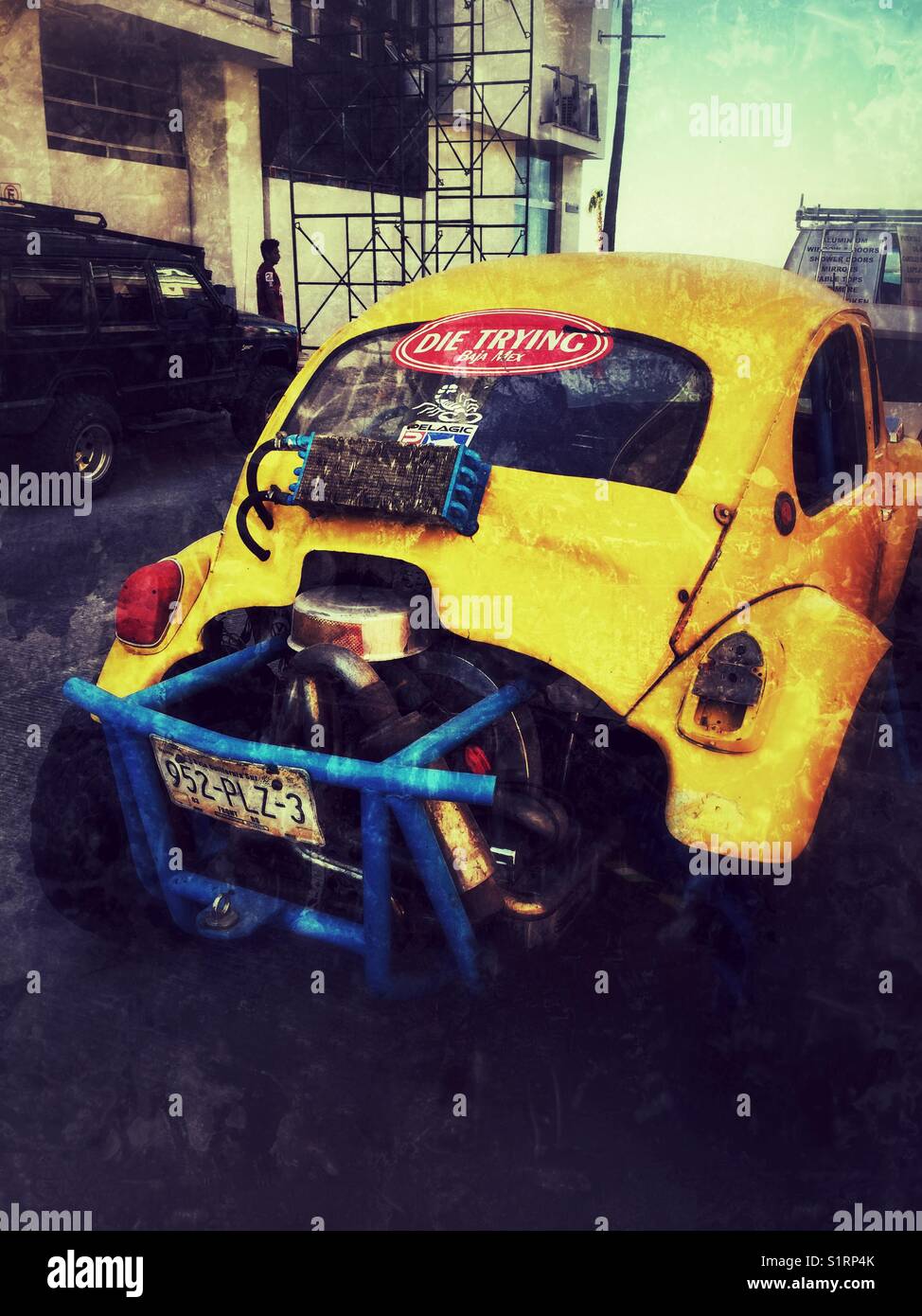 A modified yellow VW beetle bug Stock Photo - Alamy