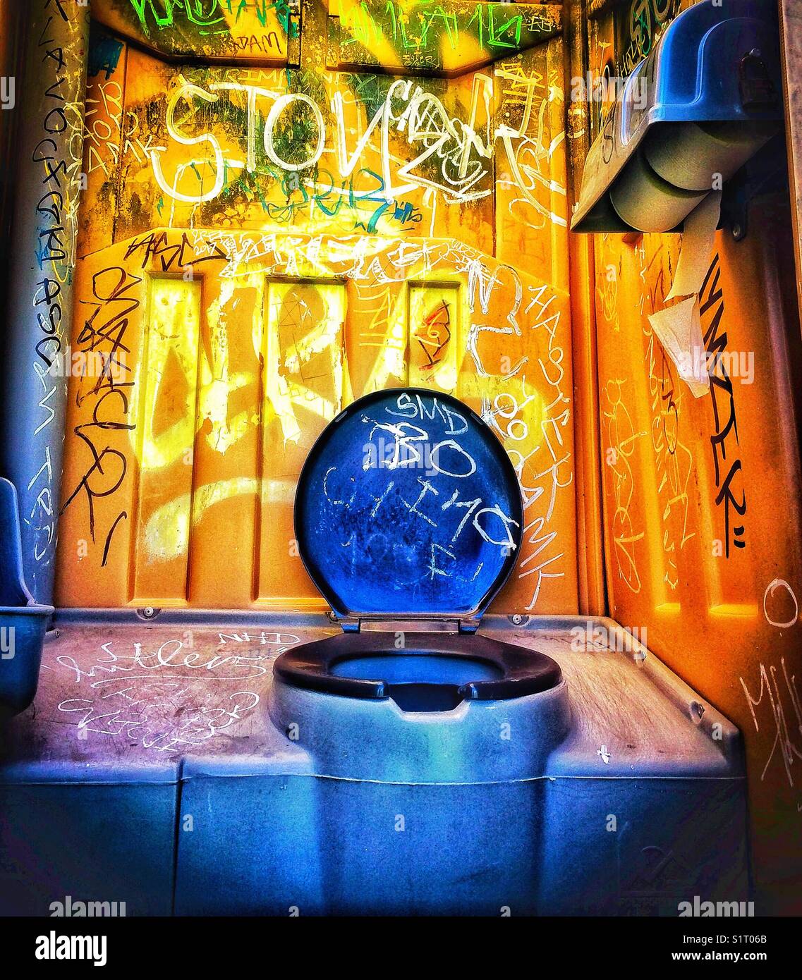 Colorful public toilet with plenty of graffitis painted Stock Photo - Alamy