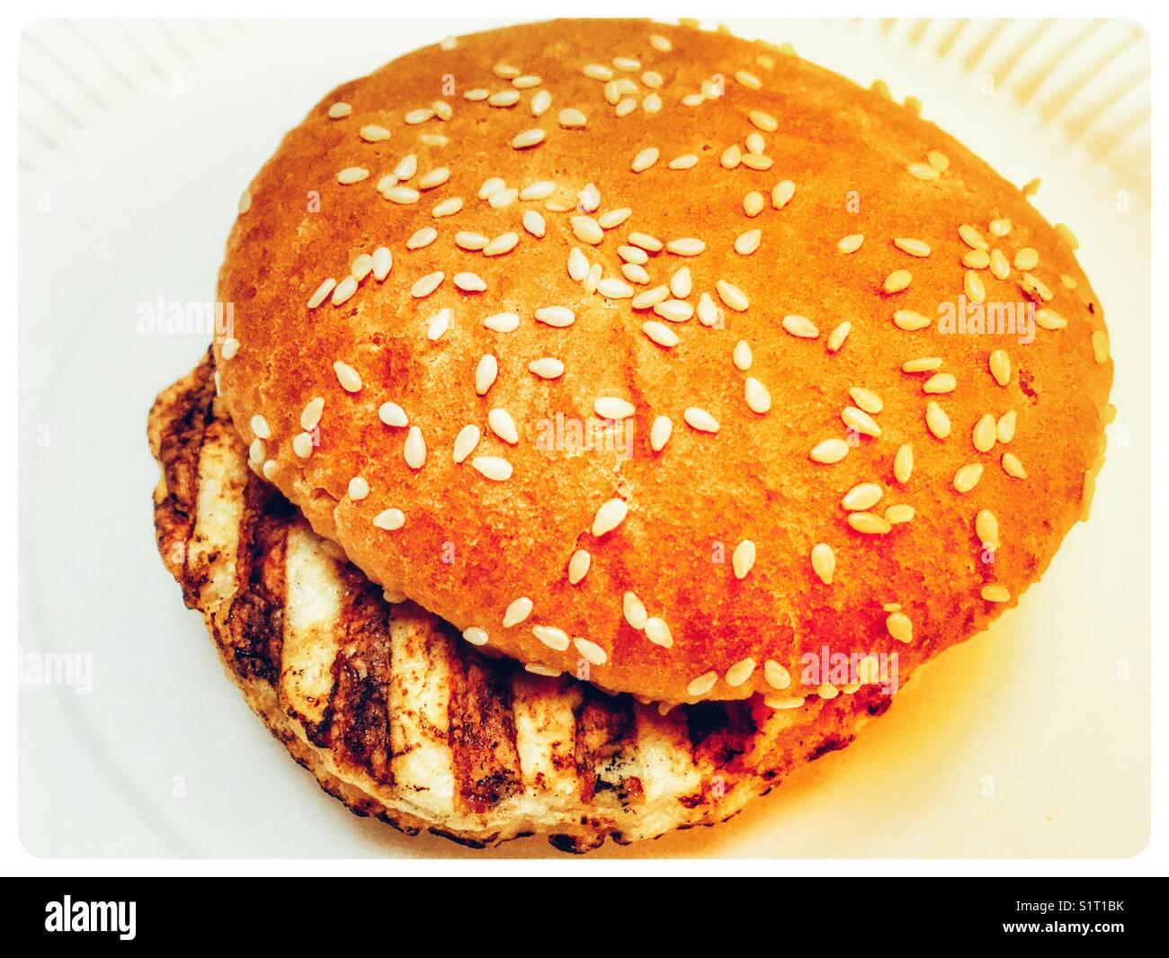 Rustlers grilled chicken burger Stock Photo - Alamy
