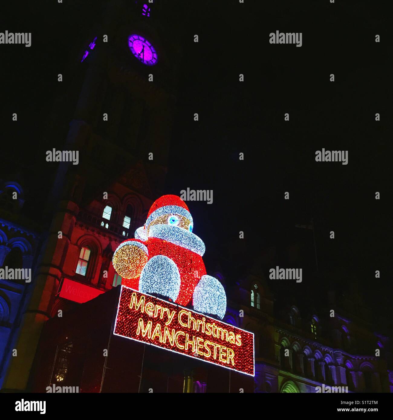 Manchester Town hall & Santa Stock Photo - Alamy