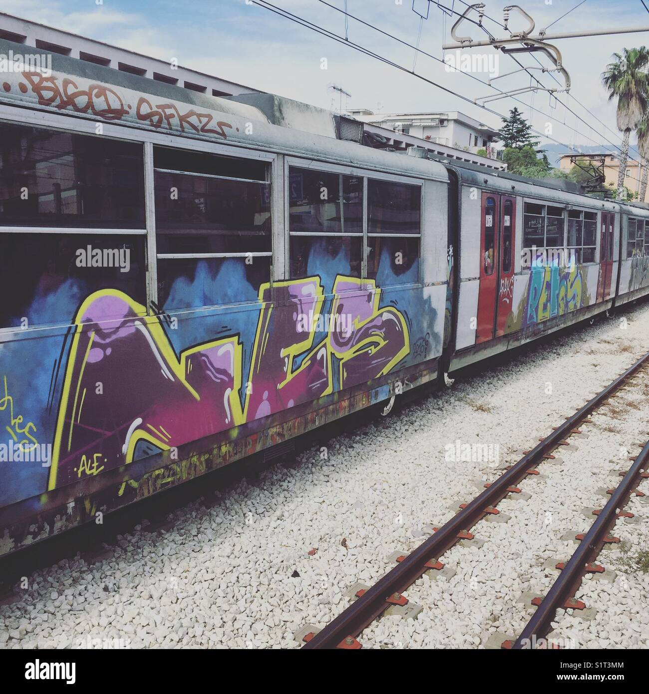 Graffiti train, Italy Stock Photo - Alamy