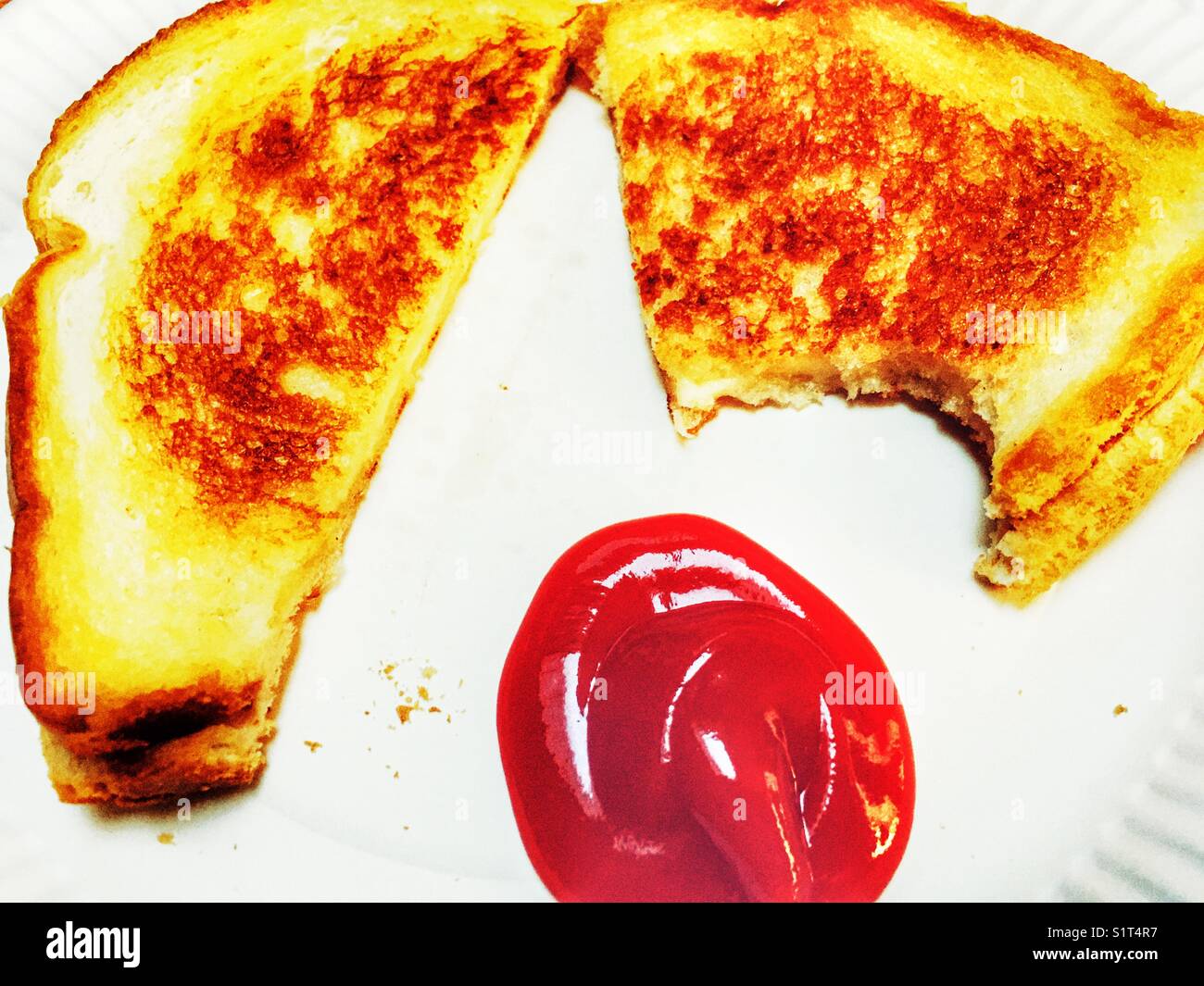 Fried cheese sandwich with tomato ketchup Stock Photo - Alamy