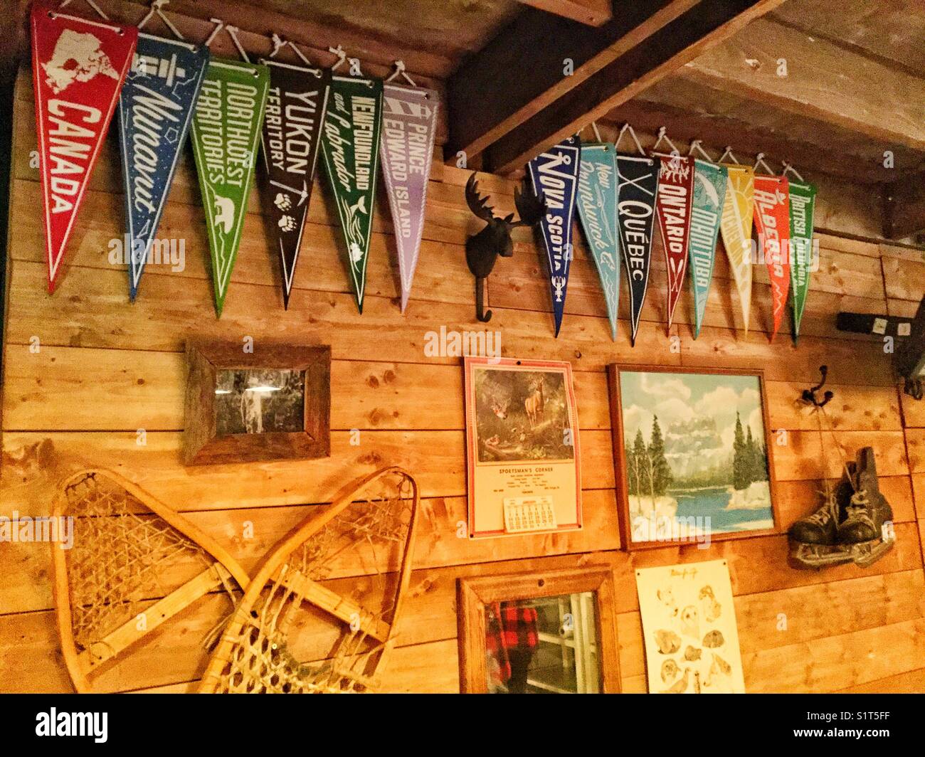 A wall display of items representing Canada Stock Photo - Alamy