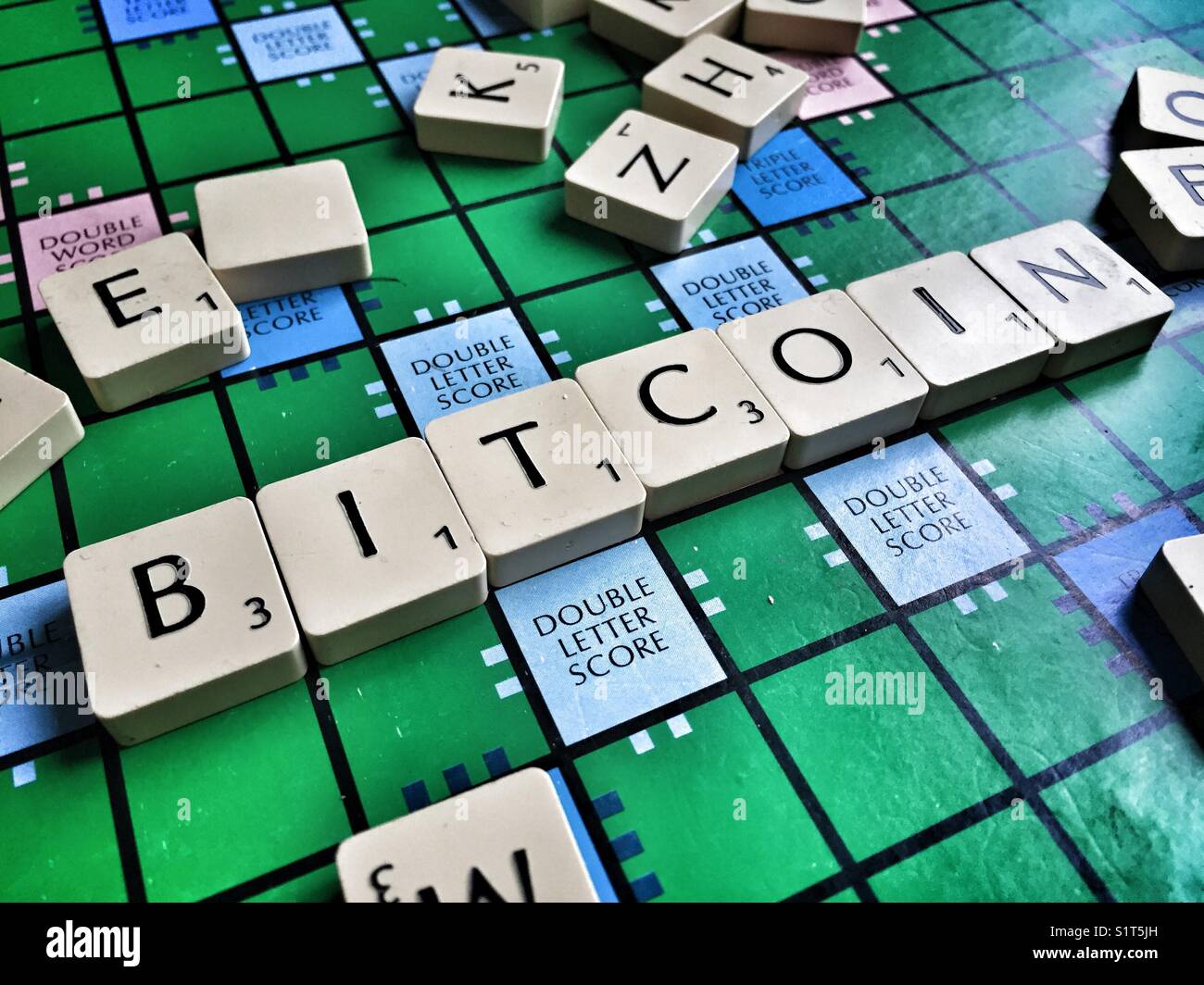 The word: Bitcoin written with scrabble tiles Stock Photo - Alamy