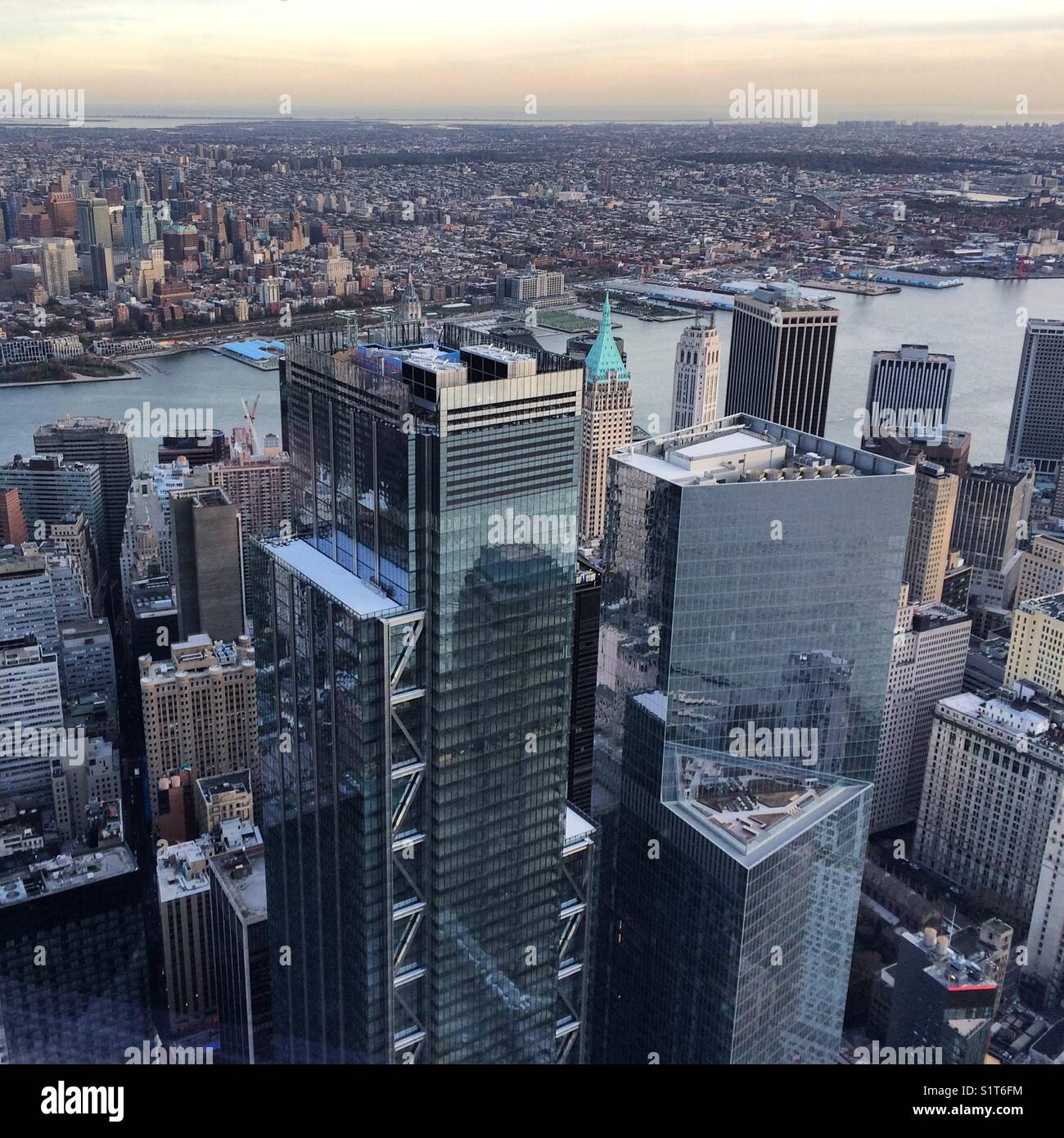 A view of Lower Manhattan from One World Observatory, One World Trade ...