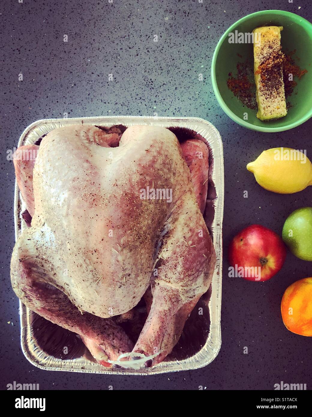 Turkey being prepared for Thanksgiving Stock Photo - Alamy