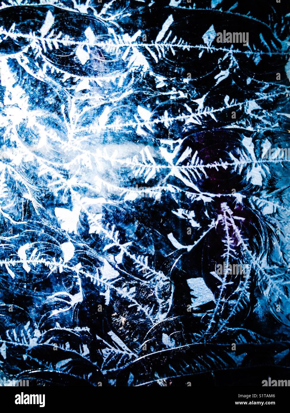 Backlit window with frost pattern Stock Photo - Alamy