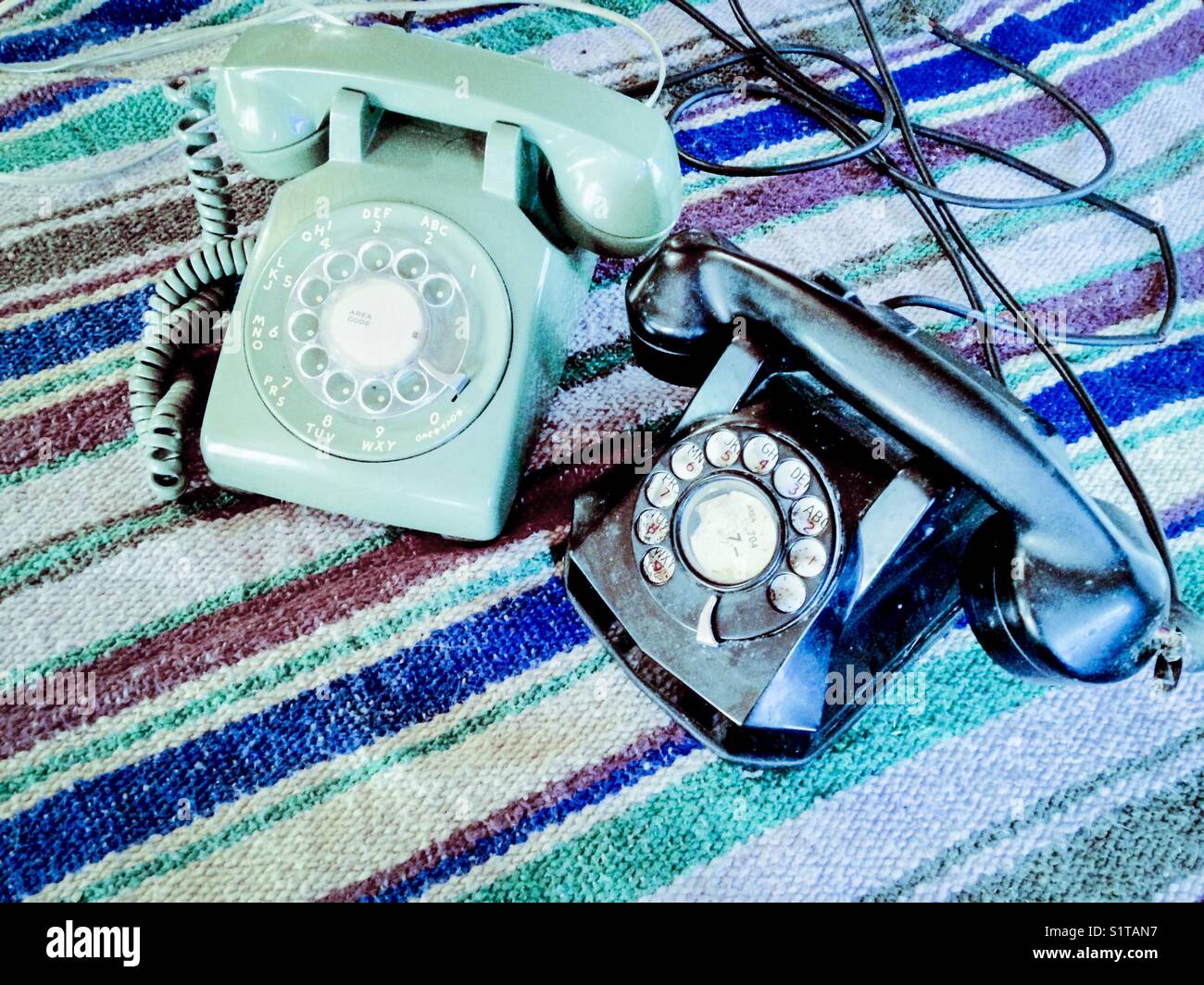 Vintage rotary dial telephones Stock Photo - Alamy