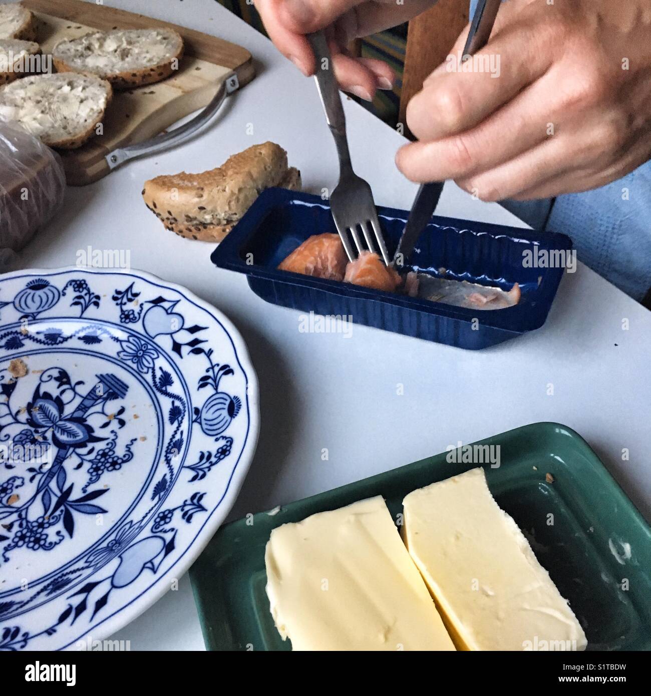 Preparation of the food for breakfast Stock Photo - Alamy
