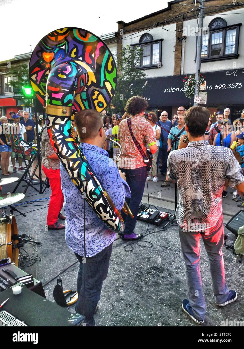 Colourful tuba at The Annual Beaches Jazz Festival in Toronto Stock ...