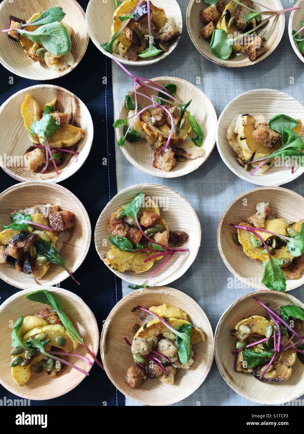 Food samples at an event Stock Photo - Alamy