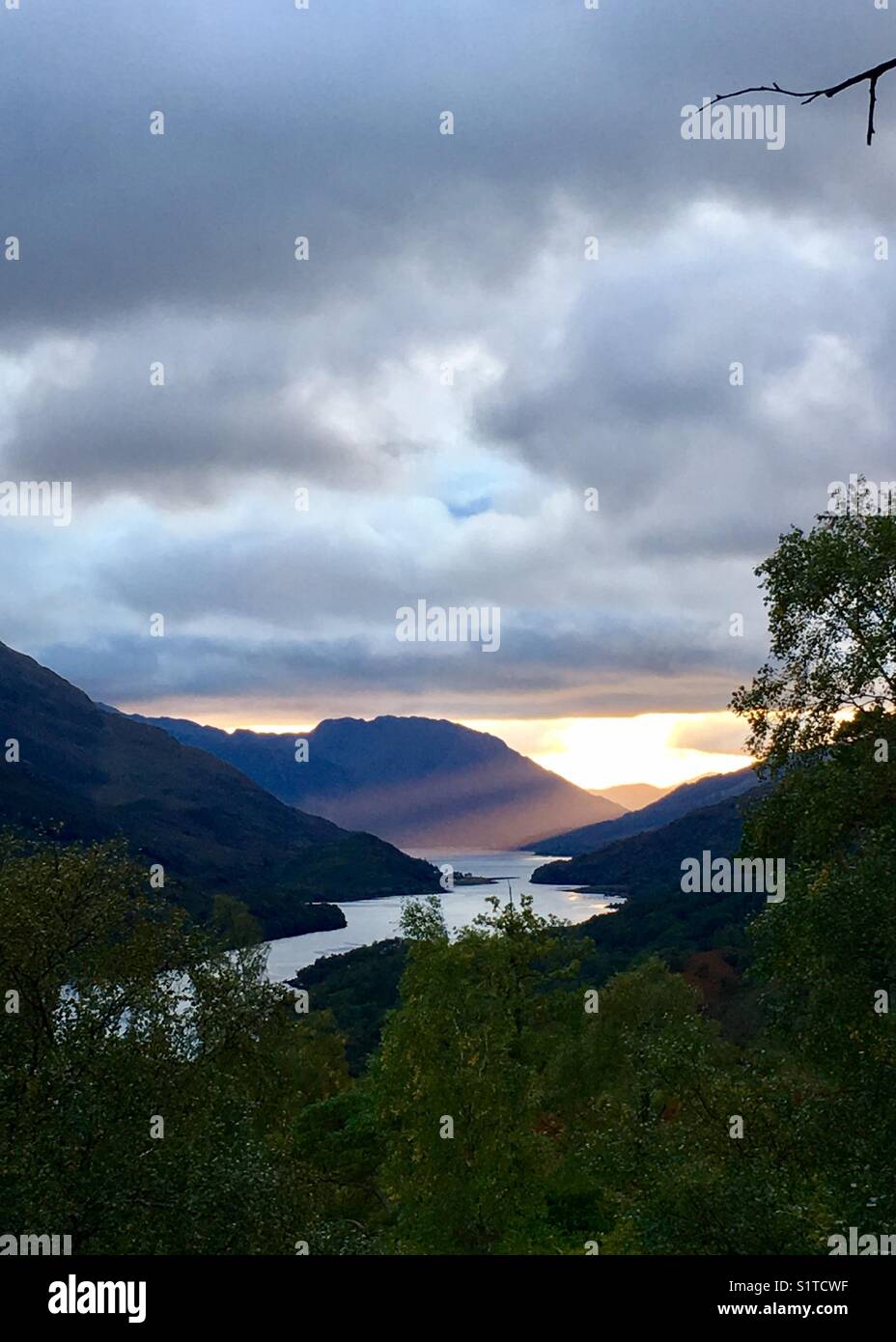 Sunset over loch Leven in the Scottish Highlands, UK Stock Photo - Alamy