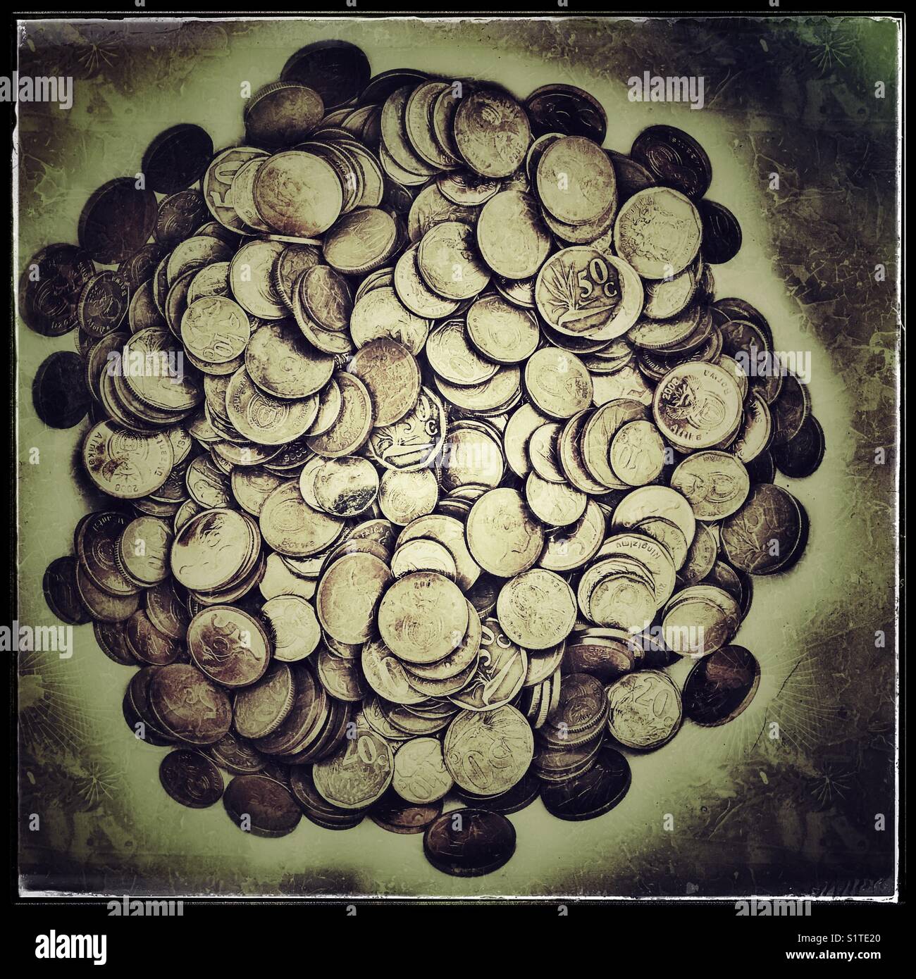 South African small change coins, heavy use of filters Stock Photo - Alamy