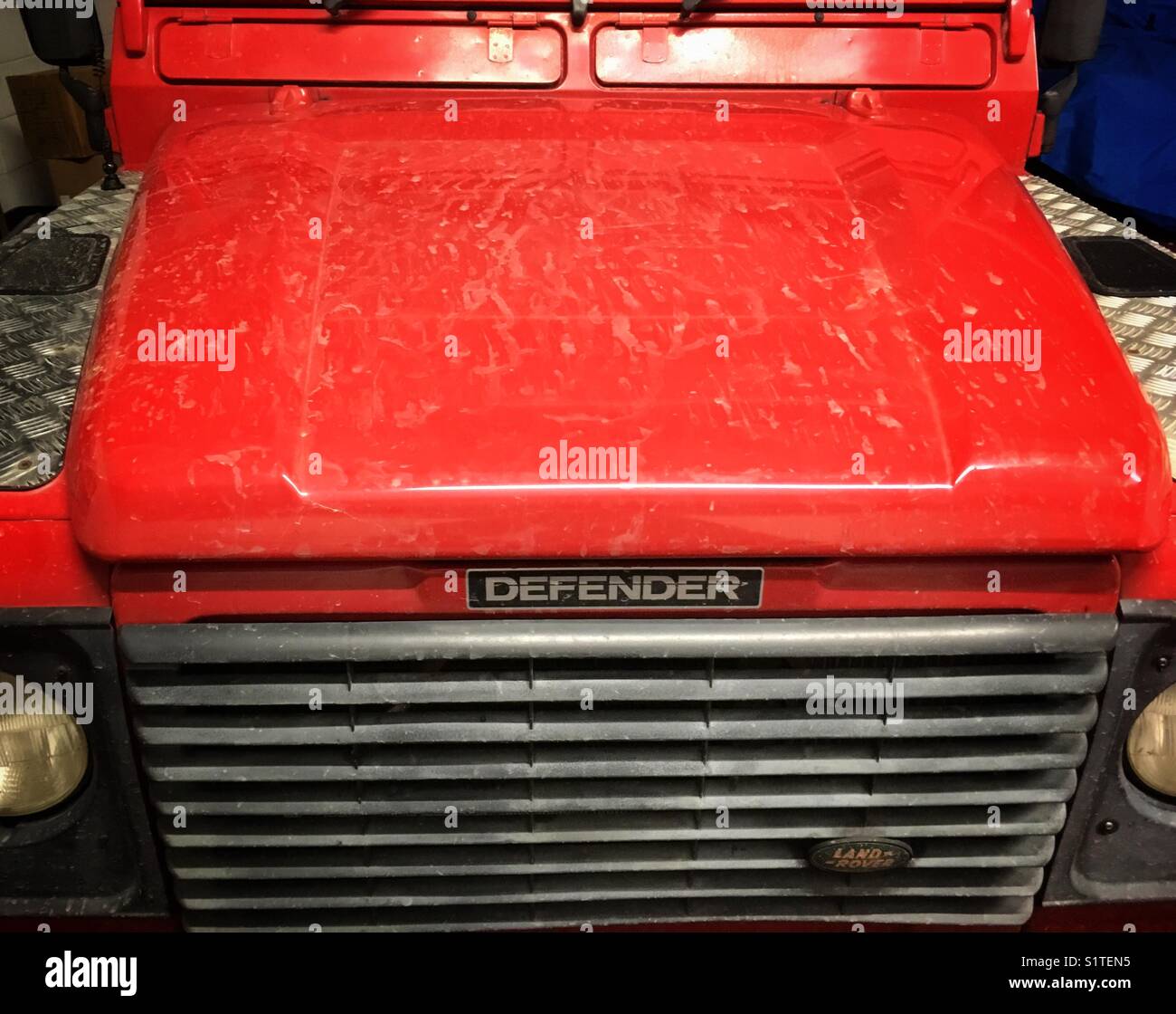 Land Rover Defender Red Stock Photo - Alamy