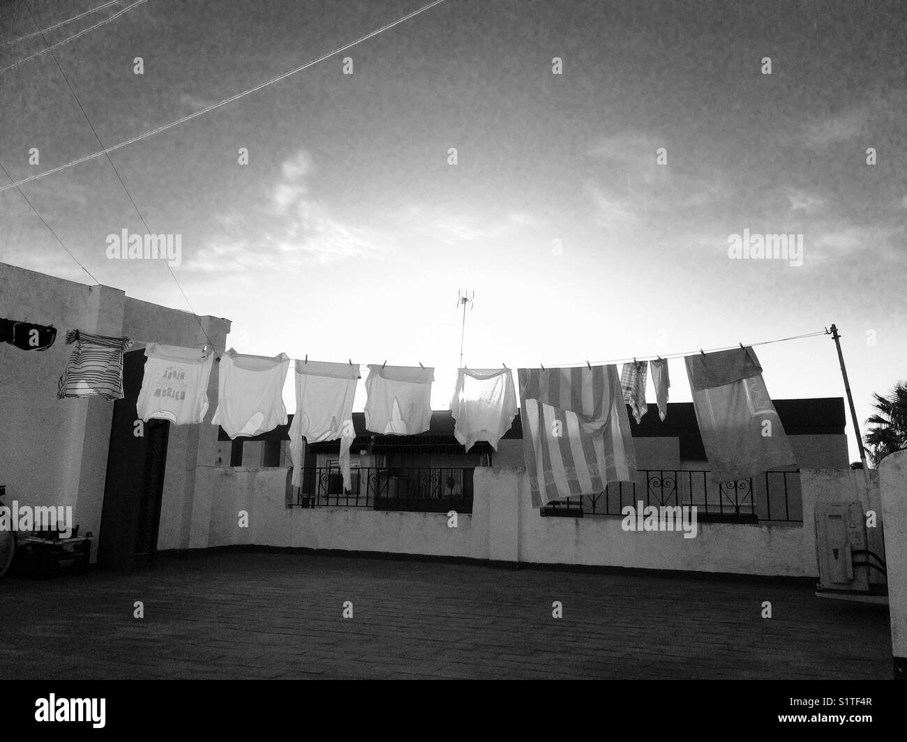 Rooftop washing line hi-res stock photography and images - Alamy
