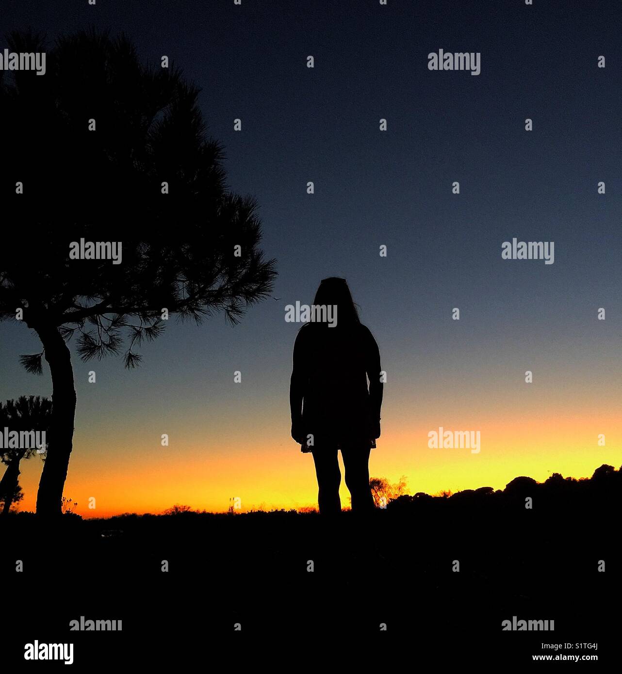 Woman silhouette sunset hi-res stock photography and images - Alamy