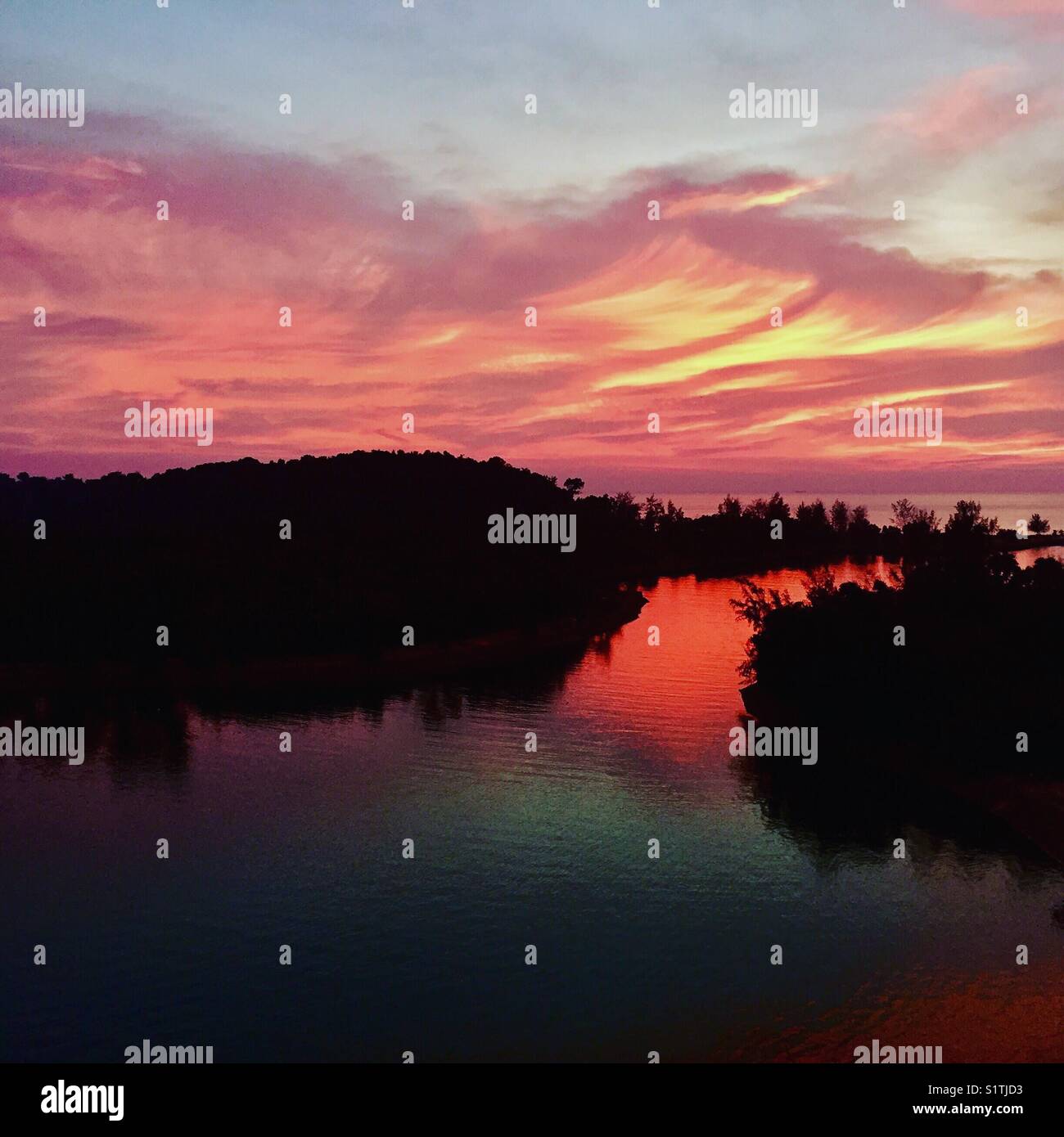 Fascinating sunset view at Port Dickson Malaysia Stock Photo - Alamy